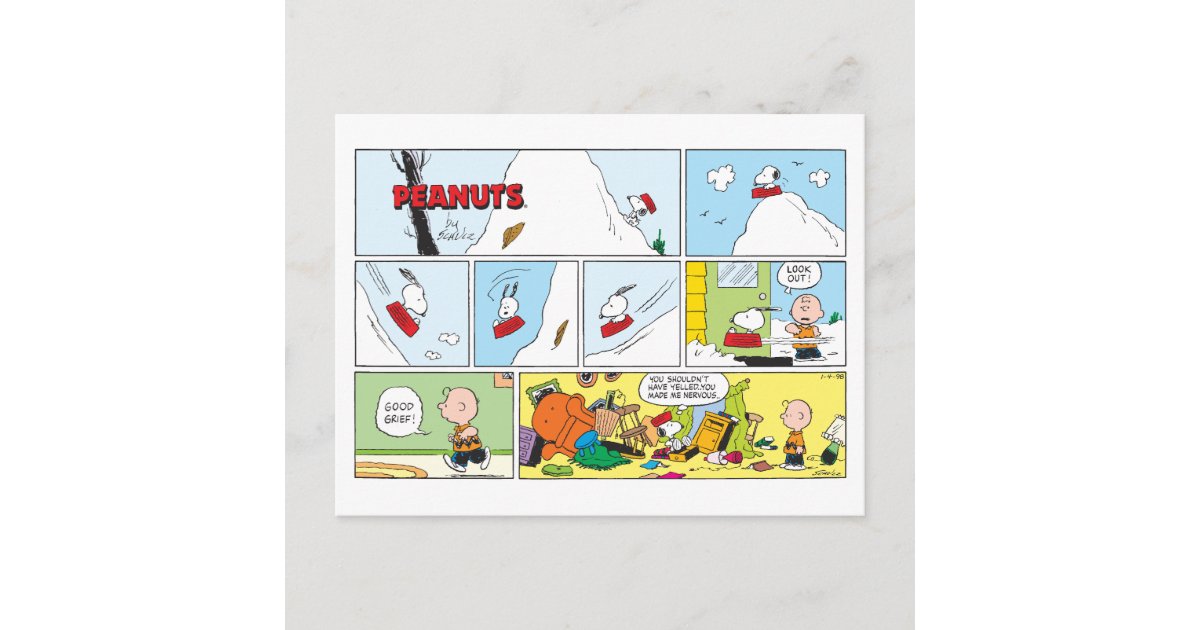 Snoopy Sled Riding Food Dish Postcard | Zazzle