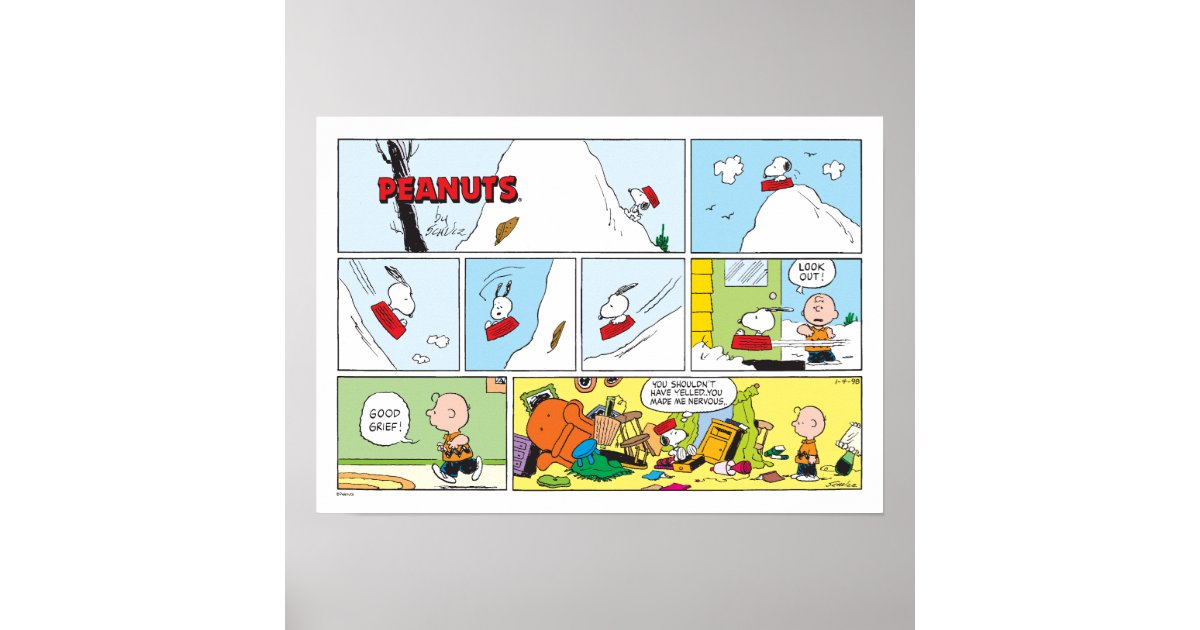 Snoopy Sled Riding Food Dish Poster | Zazzle