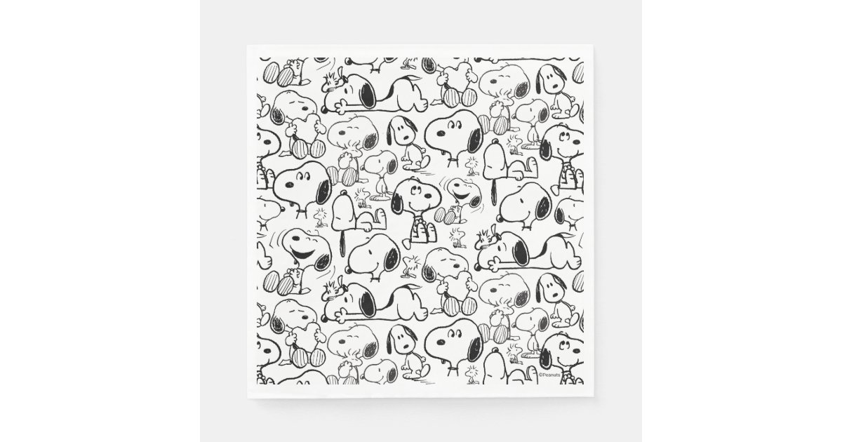Snoopy Smile Giggle Laugh Pattern Napkins | Zazzle