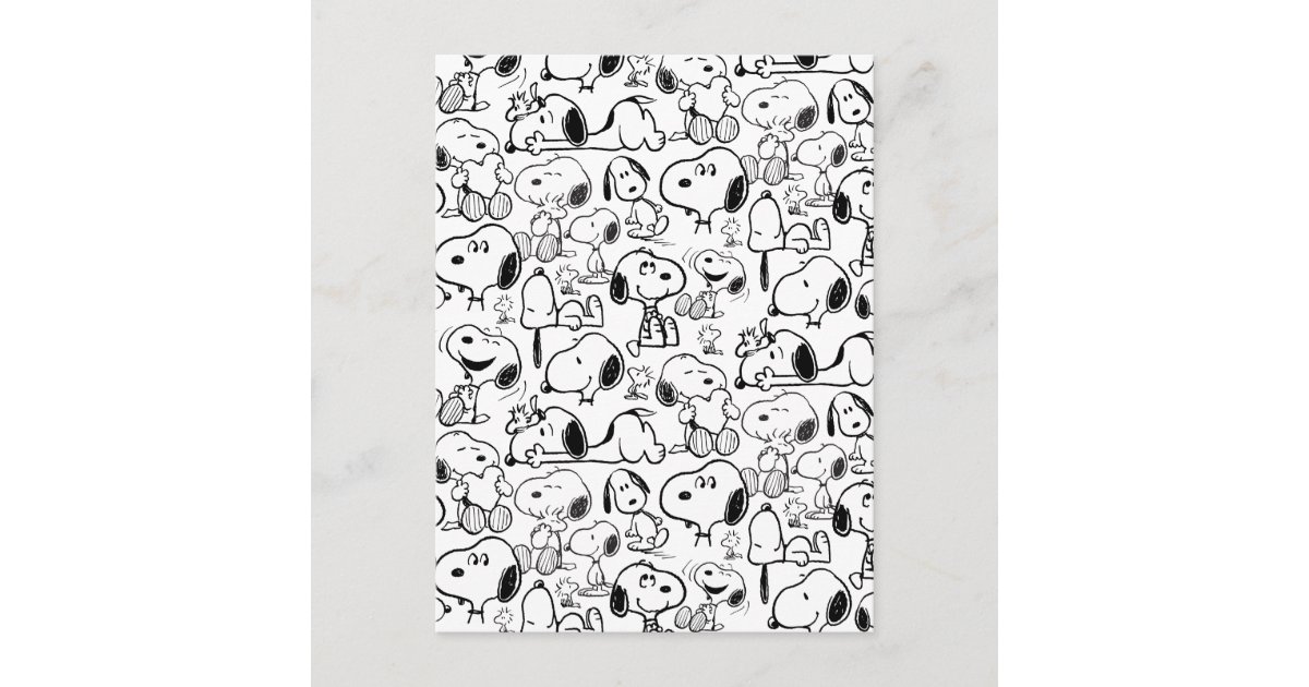 Snoopy Smile Giggle Laugh Pattern Postcard | Zazzle