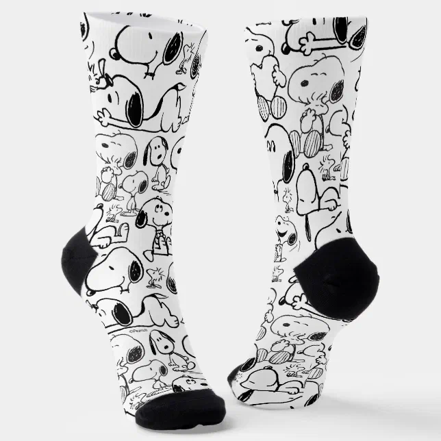 Snoopy Smile Giggle Laugh Pattern Socks | Zazzle