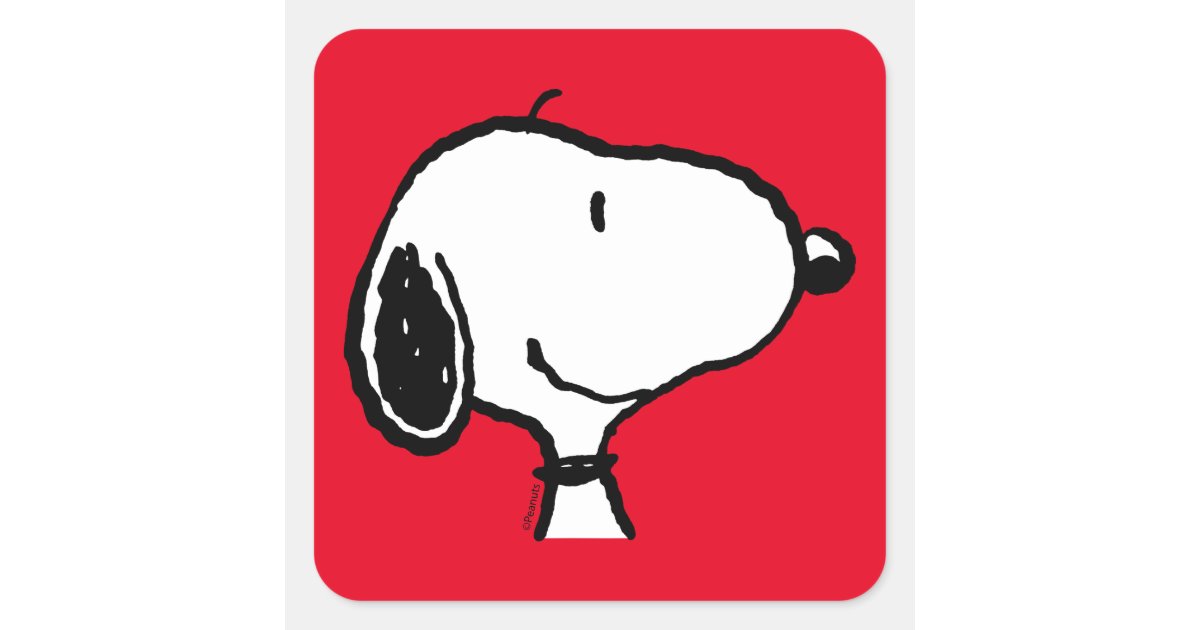Snoopy Smile Giggle Laugh Square Sticker | Zazzle