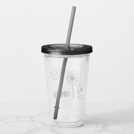 Snoopy With Dandelion Acrylic Tumbler | Zazzle