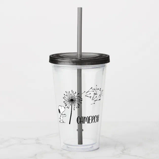 Snoopy With Dandelion Acrylic Tumbler | Zazzle
