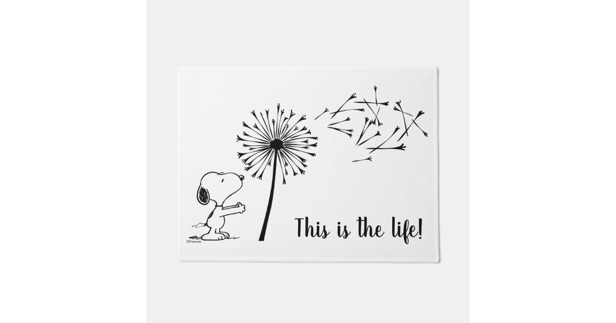 Snoopy With Dandelion Doormat | Zazzle