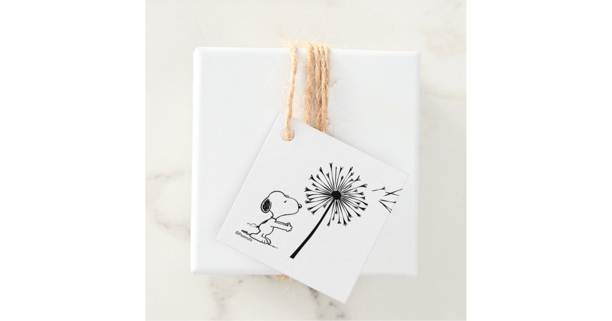 Snoopy With Dandelion Favor Tags | Zazzle