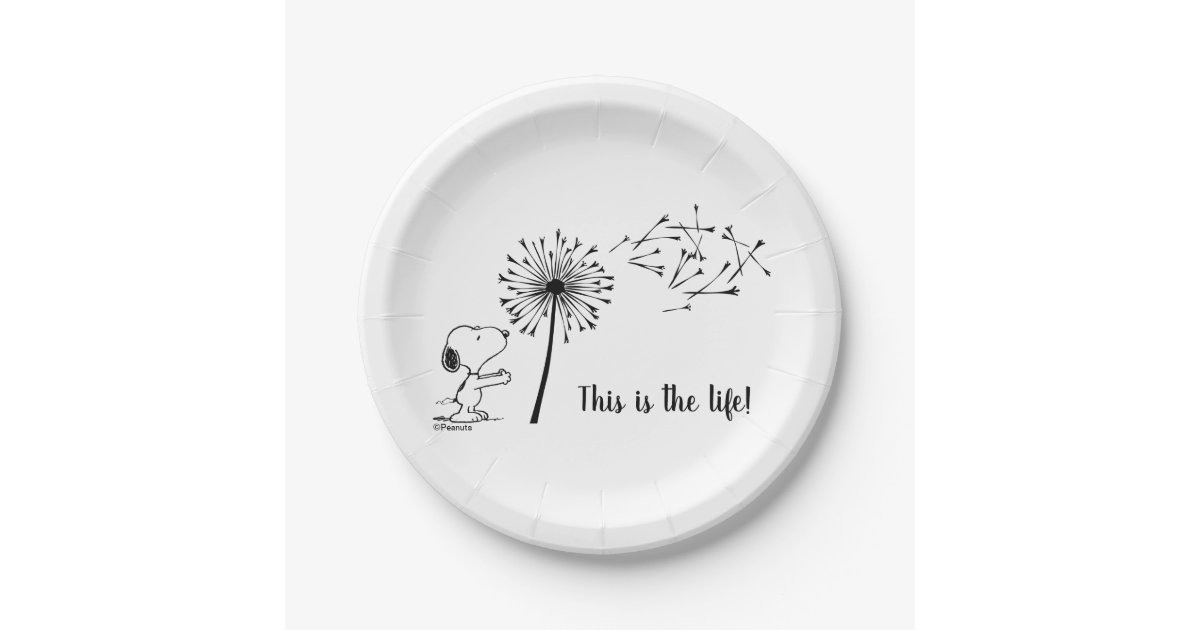 Snoopy With Dandelion Paper Plates | Zazzle