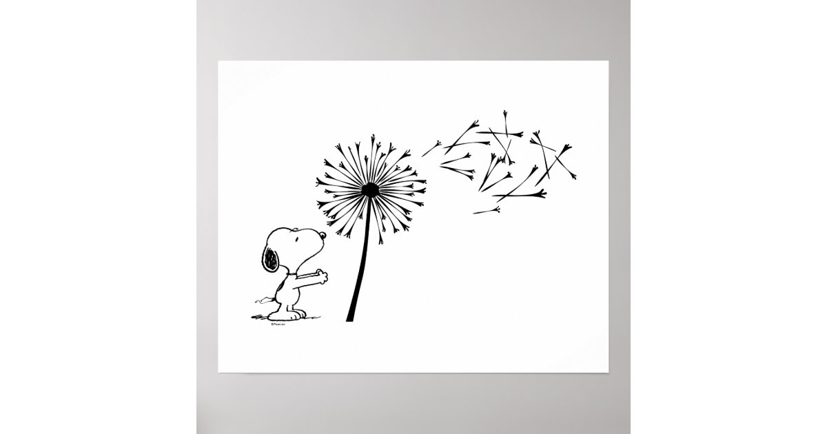 Snoopy With Dandelion Poster | Zazzle