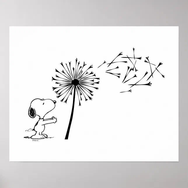 Snoopy With Dandelion Poster | Zazzle