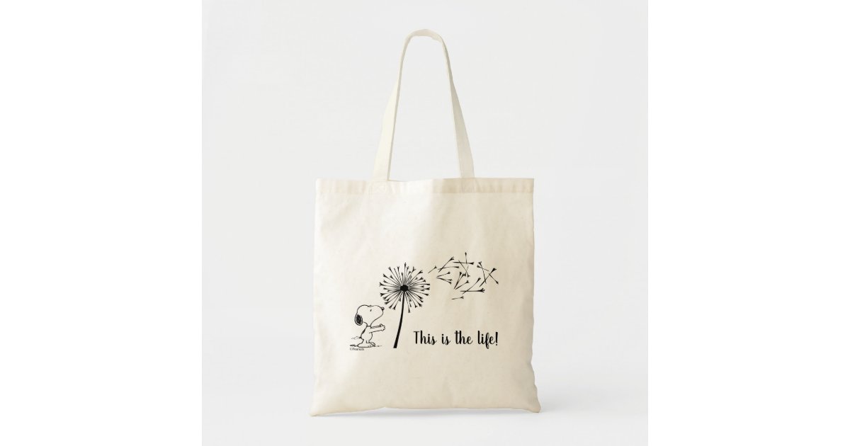 Snoopy With Dandelion Tote Bag | Zazzle