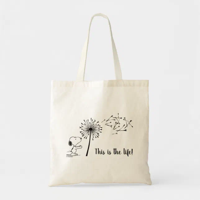 Snoopy With Dandelion Tote Bag | Zazzle