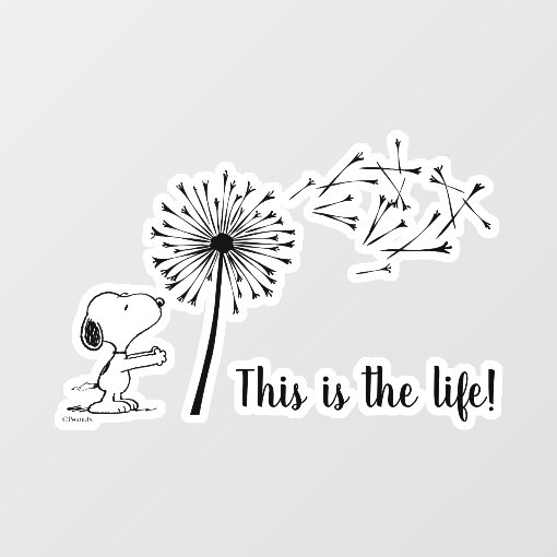 Snoopy With Dandelion Window Cling | Zazzle