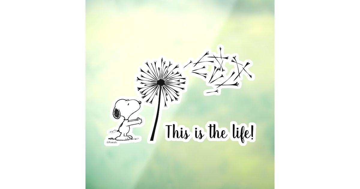 Snoopy With Dandelion Window Cling | Zazzle