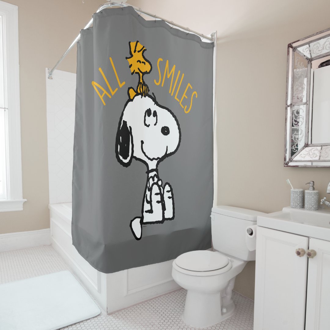 Snoopy & Woodstock - All Smiles Shower Curtain | Zazzle