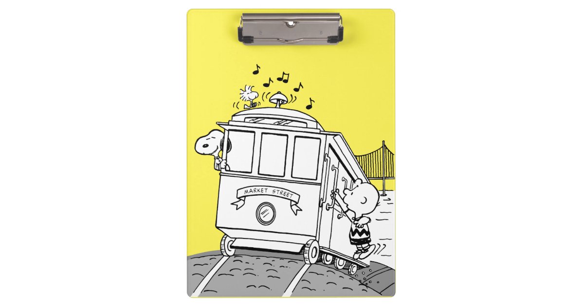 Snoopy, Woodstock, & Charlie Brown on a Trolley Clipboard | Zazzle
