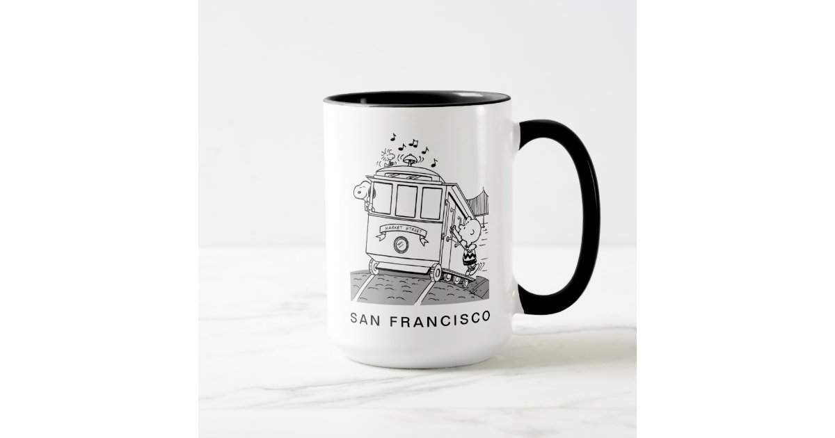 Snoopy, Woodstock, & Charlie Brown on a Trolley Mug | Zazzle