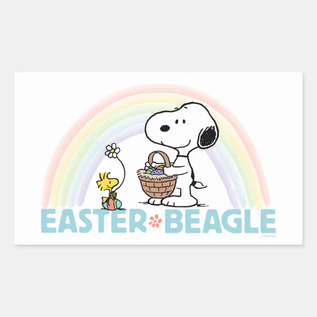 Snoopy & Woodstock - Easter Beagle Rectangular Sticker | Zazzle