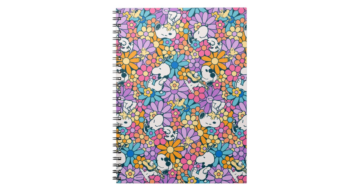 Snoopy & Woodstock Flower Pattern Notebook | Zazzle