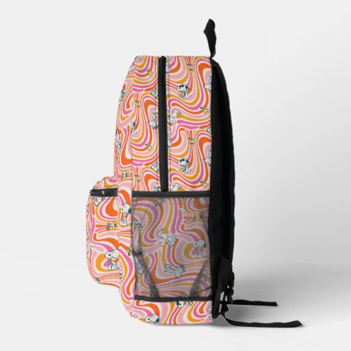 Snoopy & Woodstock Groovy Vibes Orange Pattern Printed Backpack | Zazzle