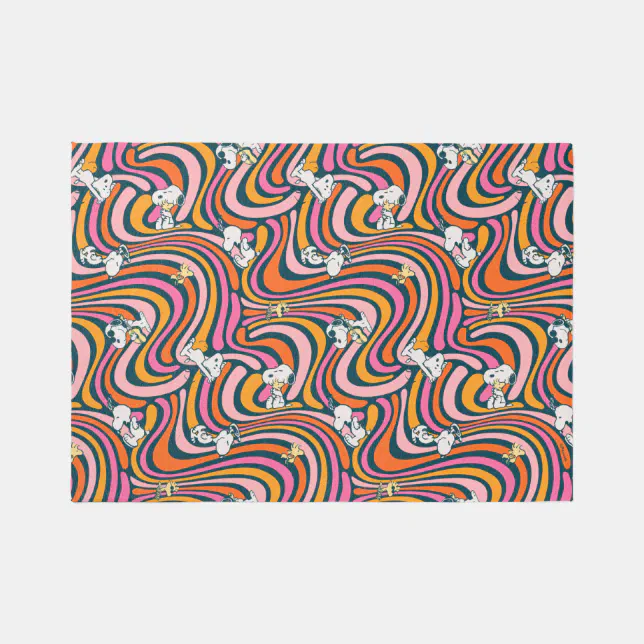 Snoopy & Woodstock Groovy Vibes Purple Pattern Rug | Zazzle