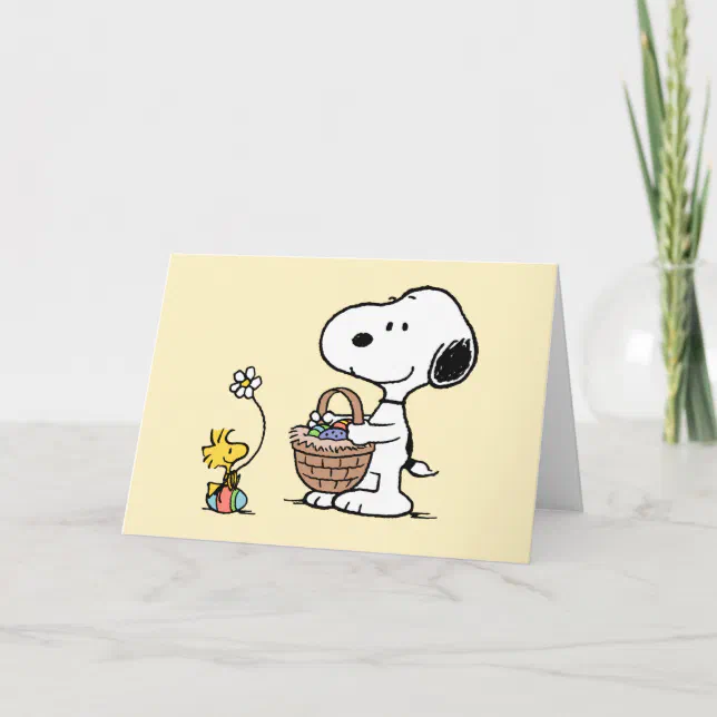 Snoopy & Woodstock | Happy Easter Holiday Card | Zazzle