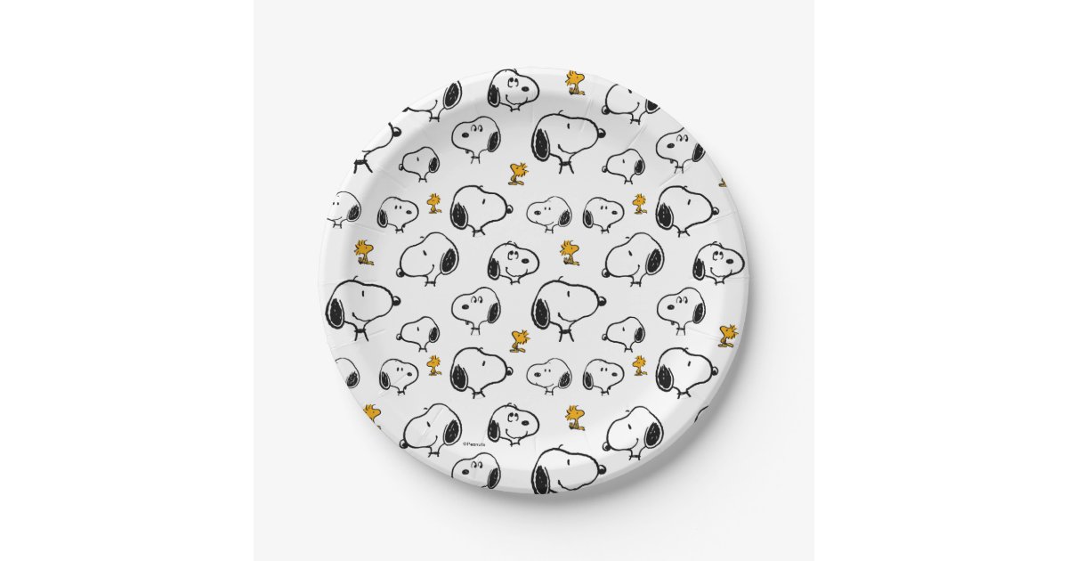 Snoopy & Woodstock Pattern Paper Plates | Zazzle