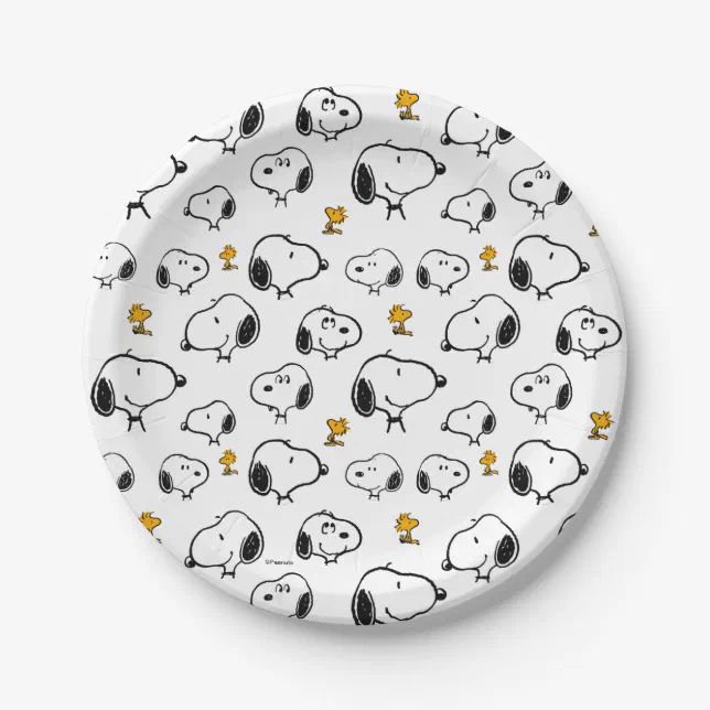 Snoopy & Woodstock Pattern Paper Plates | Zazzle
