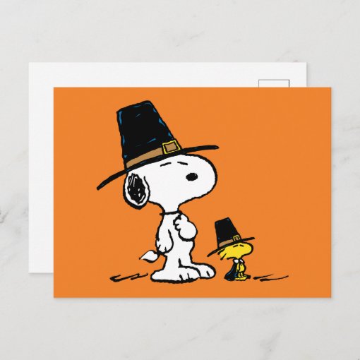 Snoopy & Woodstock Pilgrim Postcard | Zazzle
