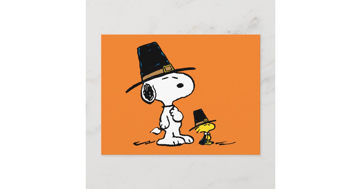 Snoopy & Woodstock Pilgrim Postcard | Zazzle