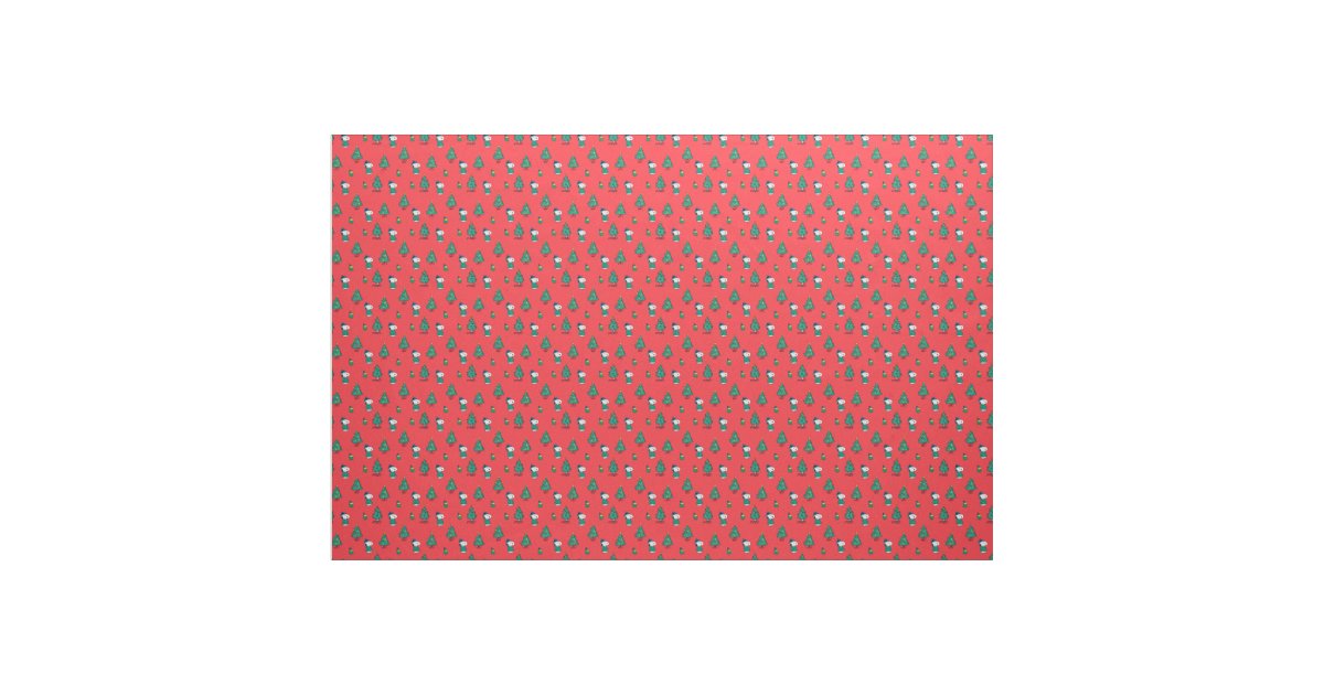 Snoopy & Woodstock Red Christmas Pattern Fabric | Zazzle