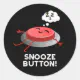 Snooze Button Funny Sleeping Pun Dark BG Classic Round Sticker | Zazzle