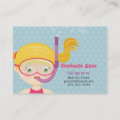 Snorkeling Girl Beach Party Calling Card | Zazzle