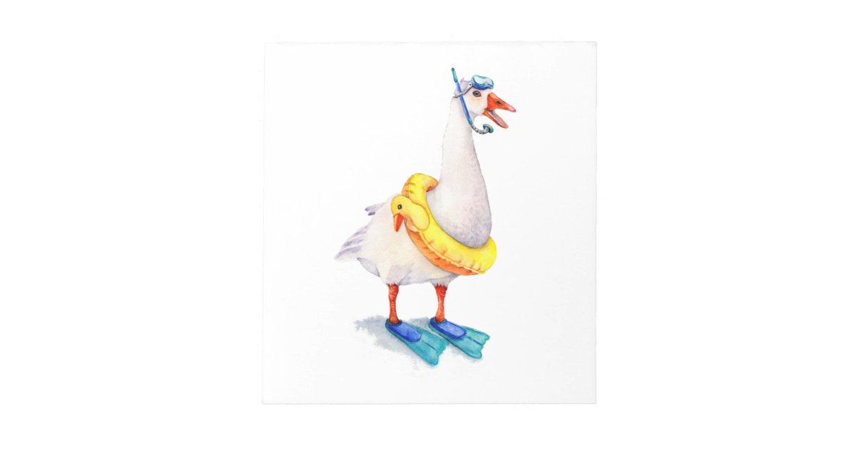 Snorkeling White Goose Notepad | Zazzle