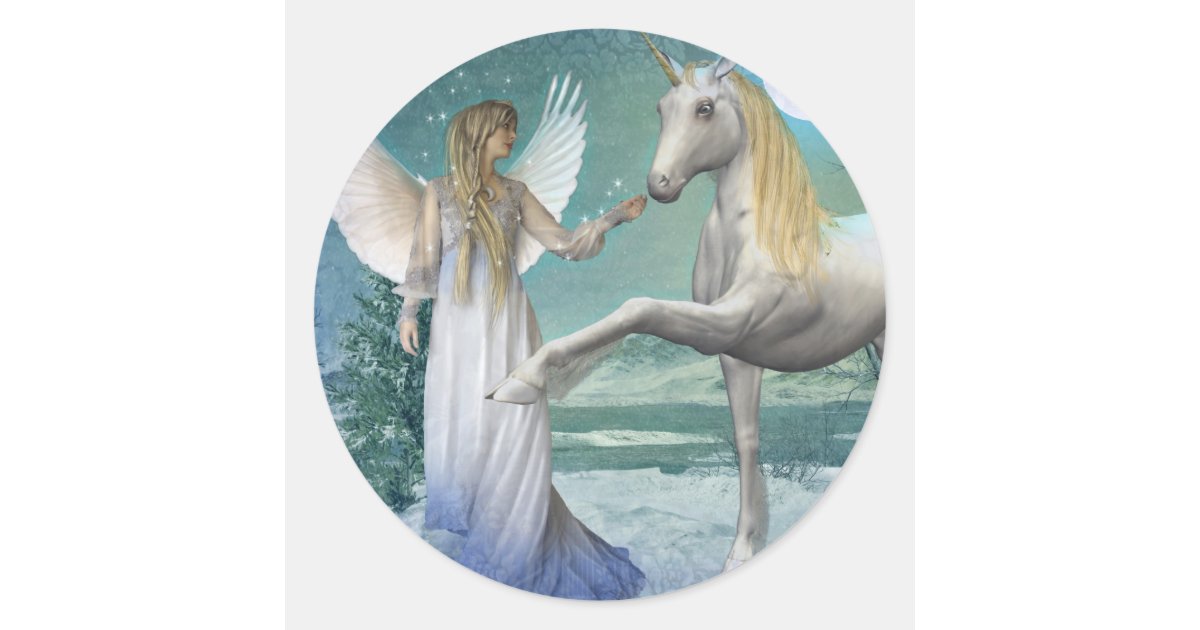 Snow Angel (Stickers) Classic Round Sticker | Zazzle