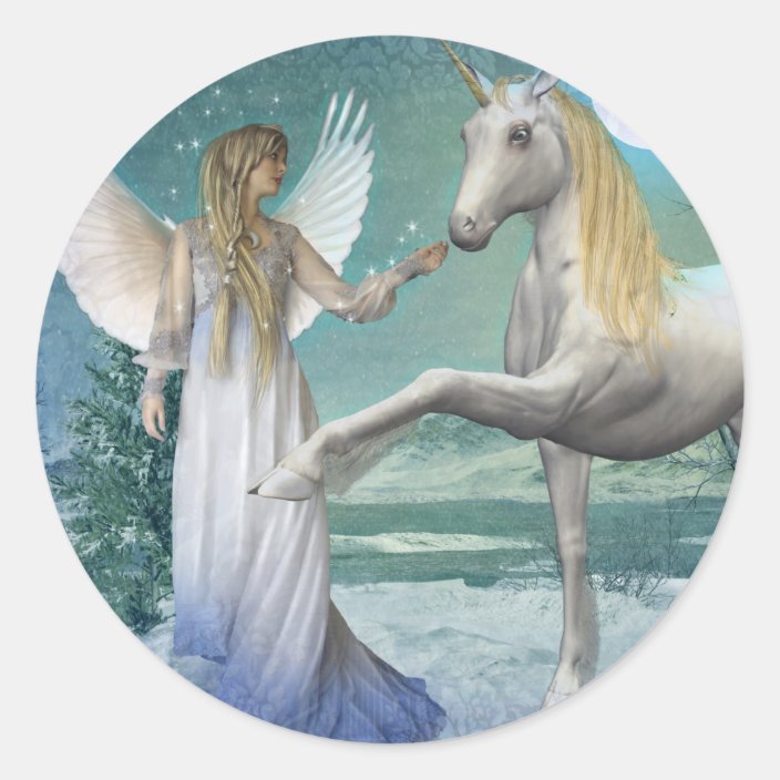 Snow Angel (Stickers) Classic Round Sticker | Zazzle.com