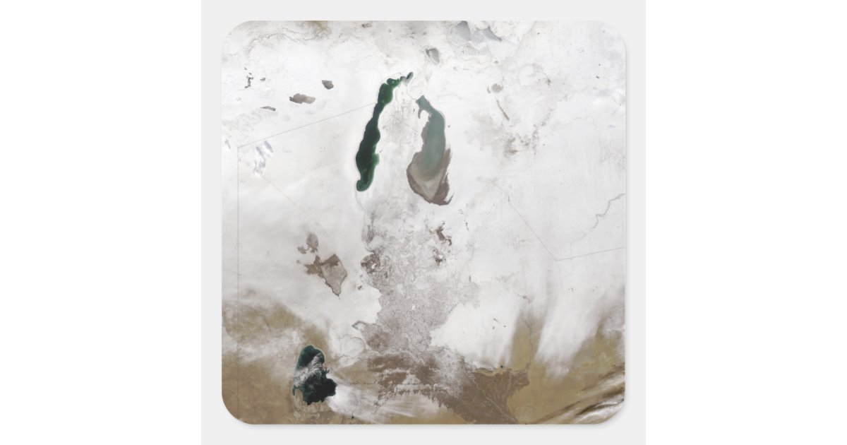 Snow around the Aral Sea Square Sticker | Zazzle