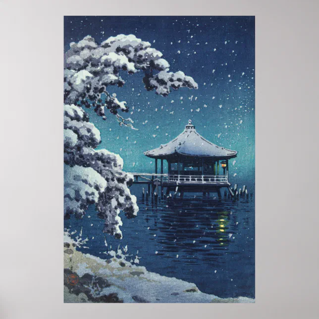Snow at the Ukimido Katada by Tsuchiya Koitsu Poster | Zazzle