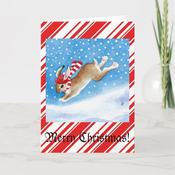 Snow bunny Christmas greeting card | Zazzle.com