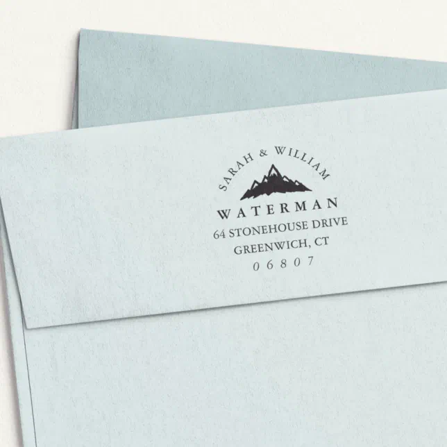 Snow Capped Mountain Peaks Return Address Self-inking Stamp | Zazzle