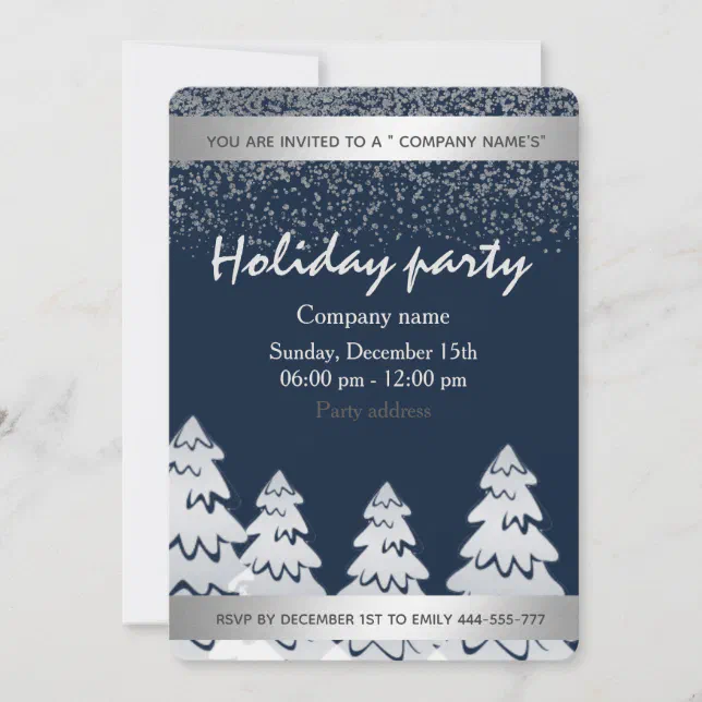 Snow Christmas tree holiday party corporate Invitation | Zazzle