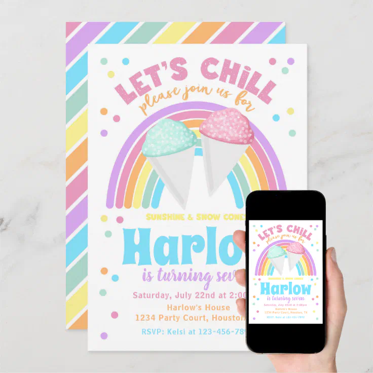 Snow Cone Birthday Invitation | Zazzle