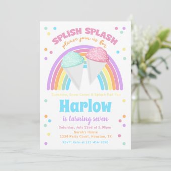Snow Cone Pool Party Invitation | Zazzle