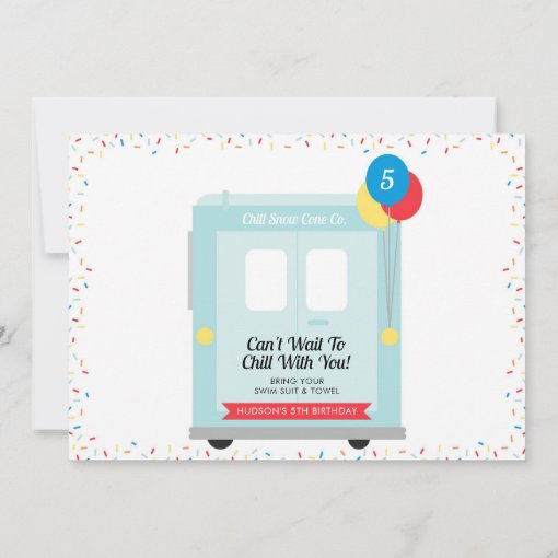 Snow Cone Truck Birthday Party Invitation | Zazzle
