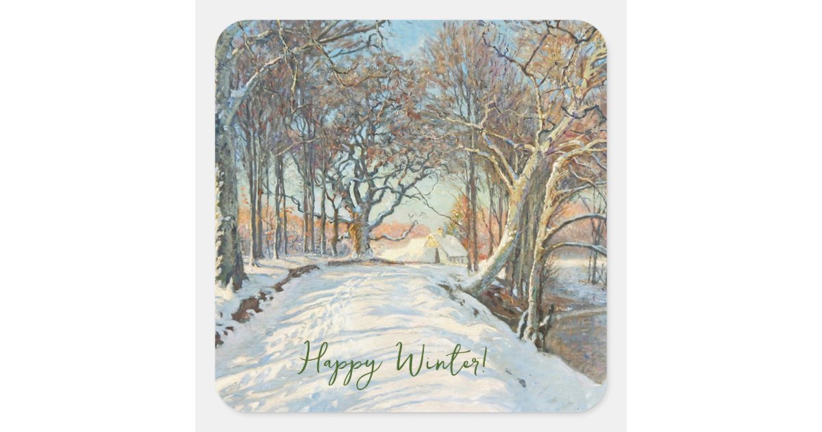 Snow Covered Landscape, Viggo Langer Square Sticker | Zazzle