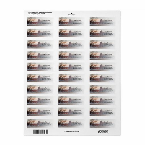 Snow Covered Red Barn Return Address Label | Zazzle