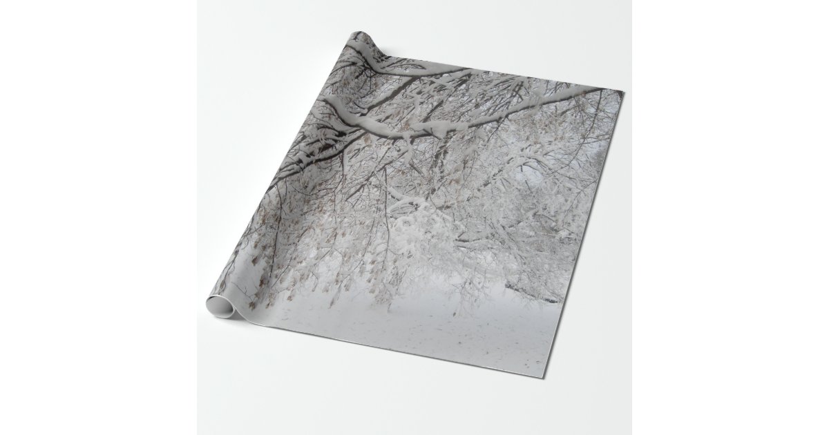 Snow Covered Tree Wrapping Paper - USA | Zazzle