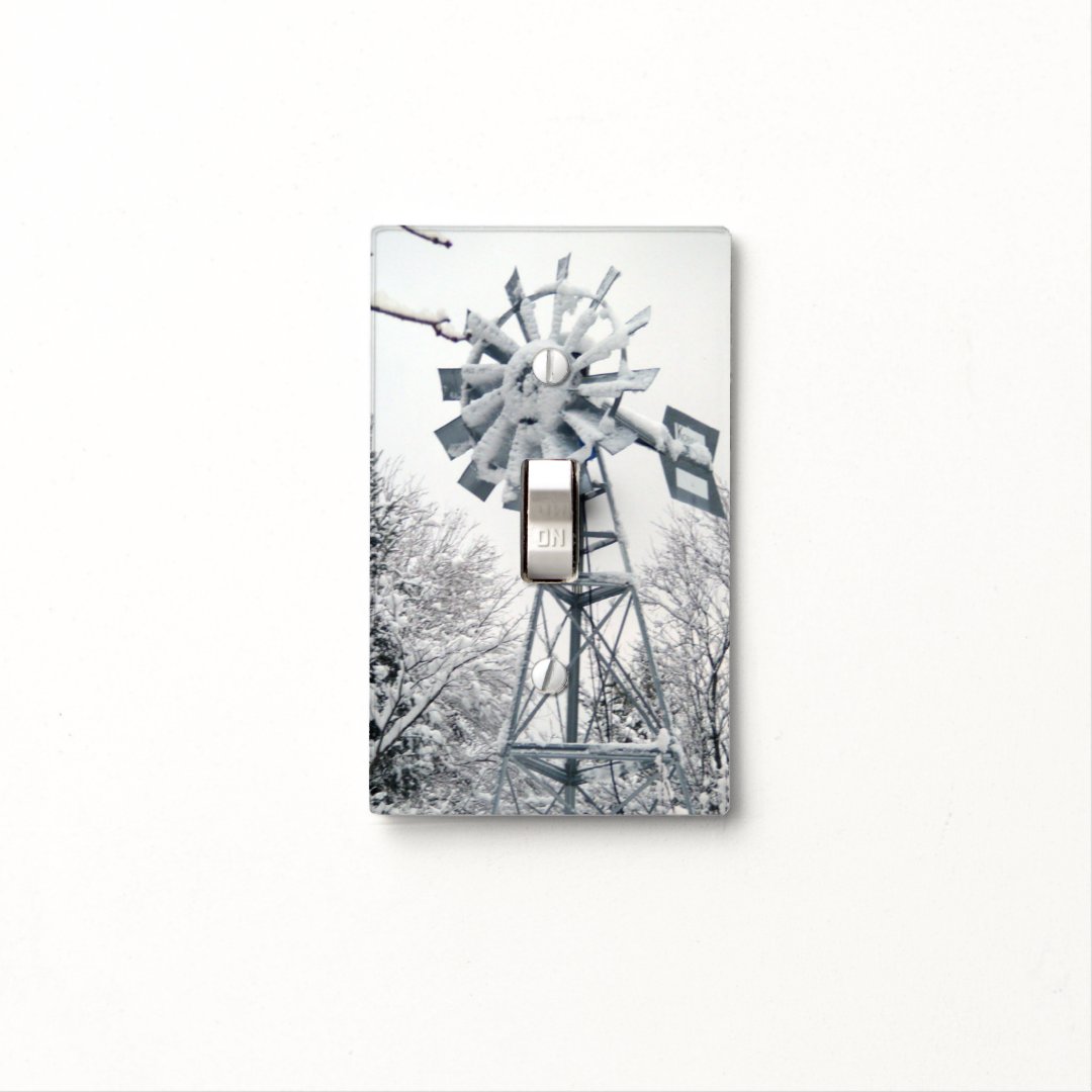 Snow Covered Windmill Light Switch Cover | Zazzle