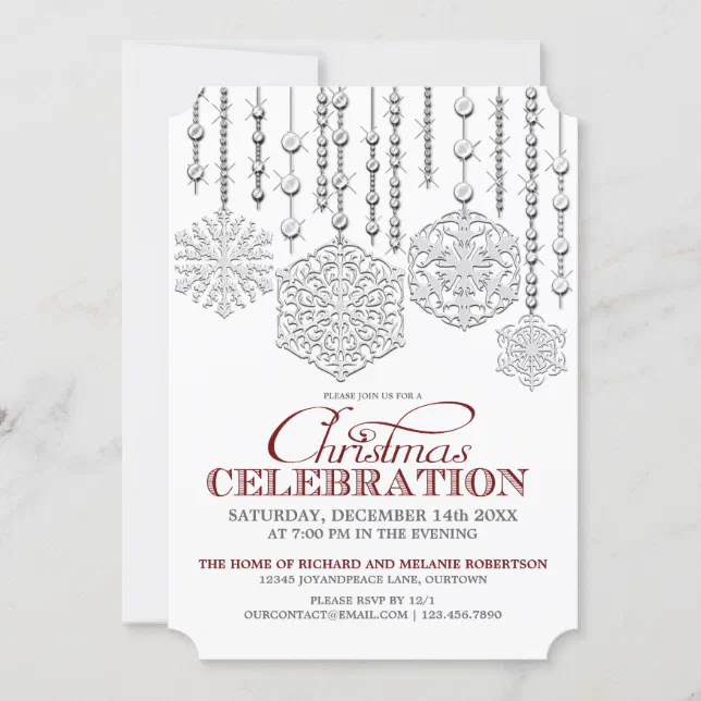 Snow Drops Christmas Celebration Party Invitation | Zazzle