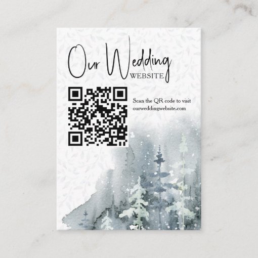 Snow Forest Winter Wedding Website QR Code Enclosure Card | Zazzle