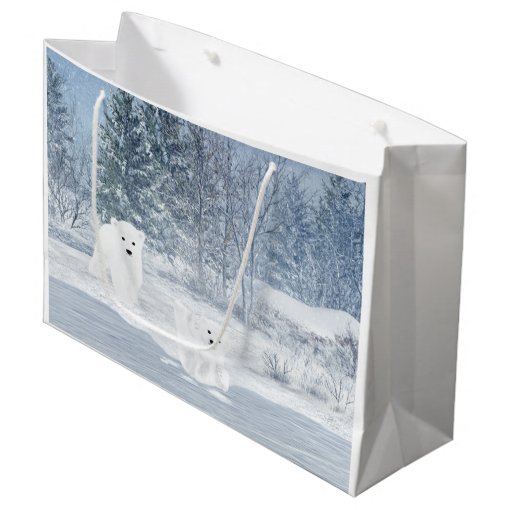 Snow Fun - Polar Bear Cubs Large Gift Bag | Zazzle